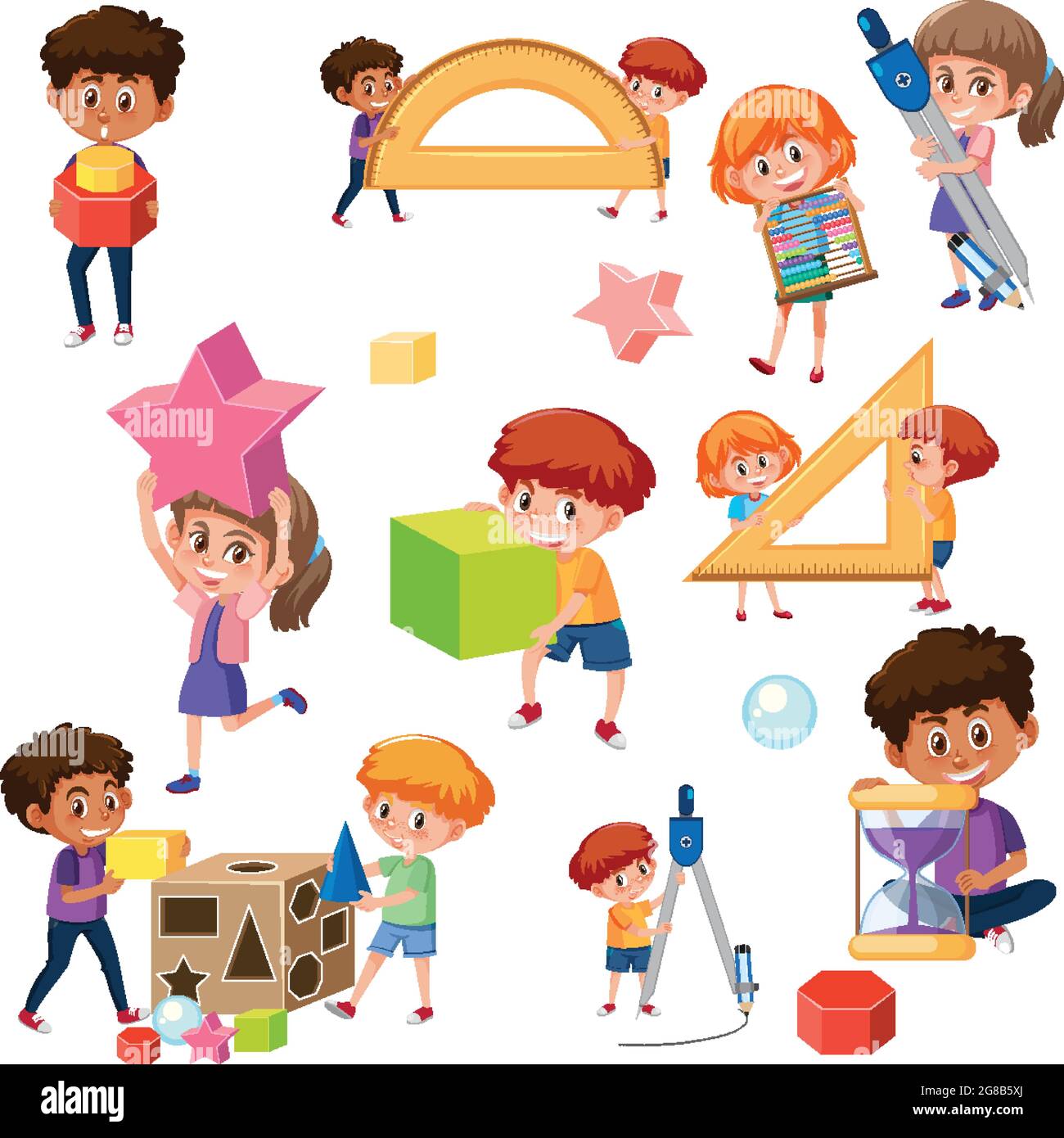 Set of student holding math learning element illustration Stock Vector ...
