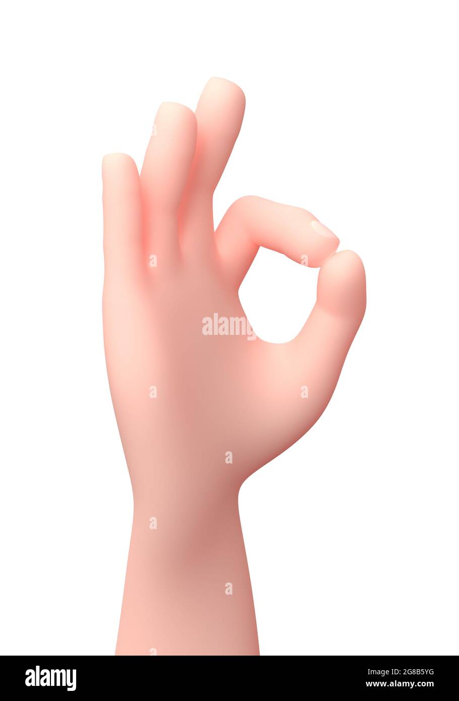 OK Sign Hand. 3D Cartoon Character. Isolated on White Stock Photo - Alamy