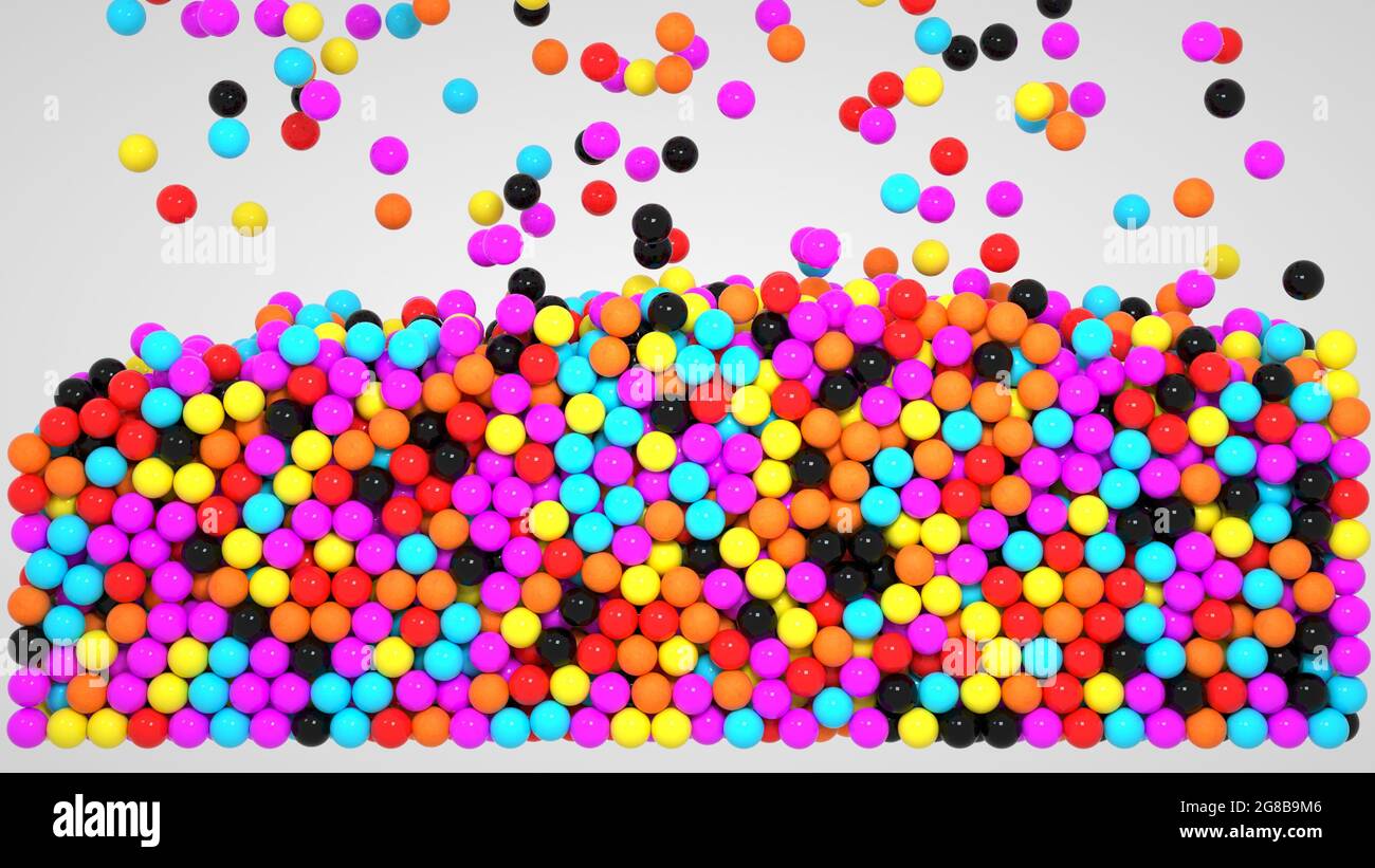 3D graphics, lots of small colored balls. Balls, bubbles, spheres Close ...