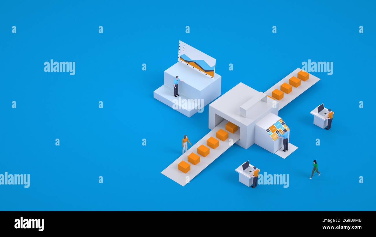 3D illustration of sorting parcels. System of orders and their sorting ...