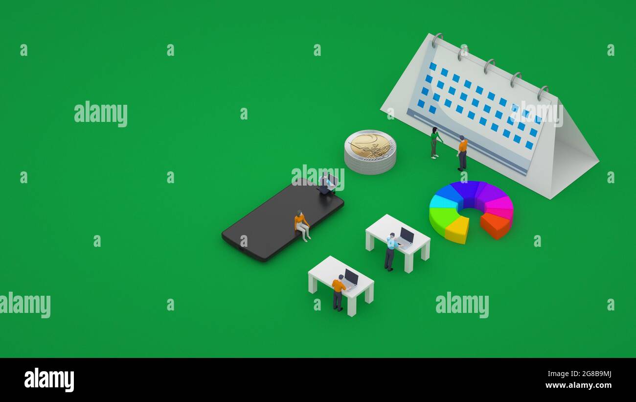 Online calculation of daily statistics, 3d graphics, illustration ...