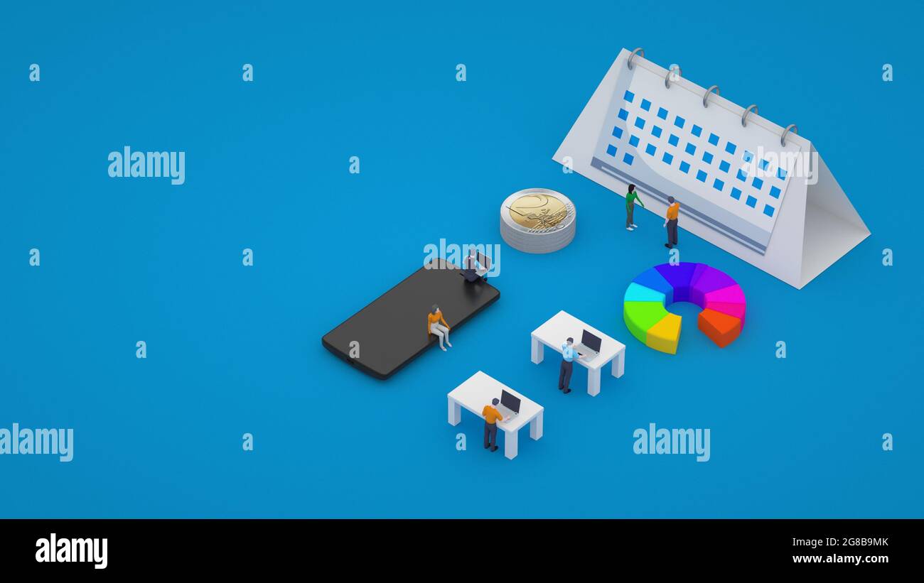 3d graphics, illustration of the company's work. Statistics, charts ...