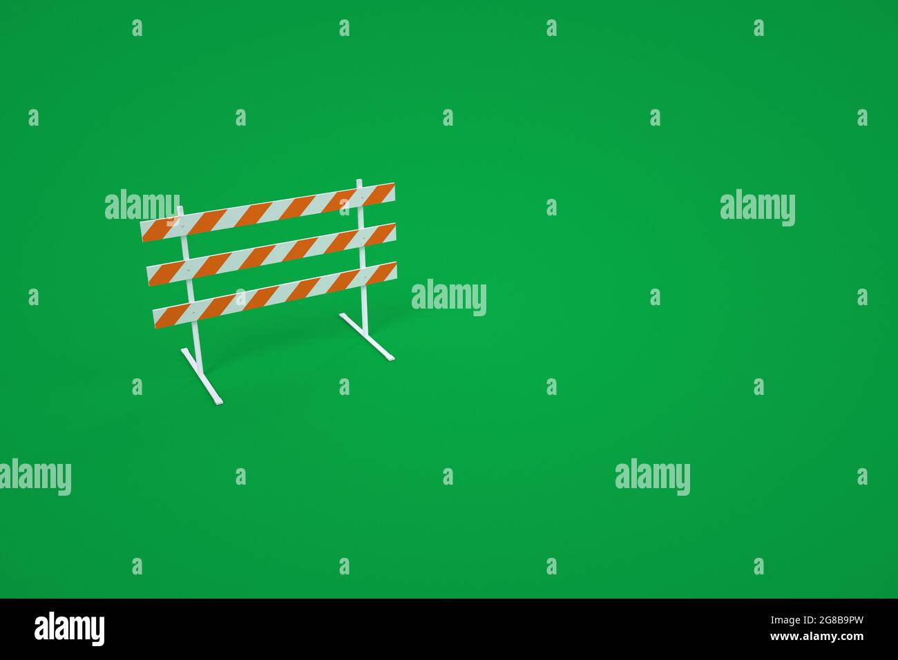 3D model of a construction barrier. Warning building barrier. Green ...