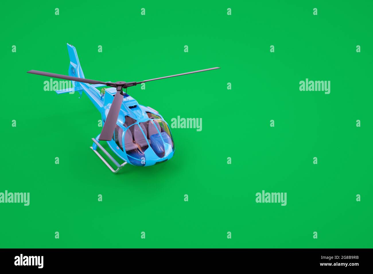 3D model of a helicopter. Blue helicopter on a colored background ...