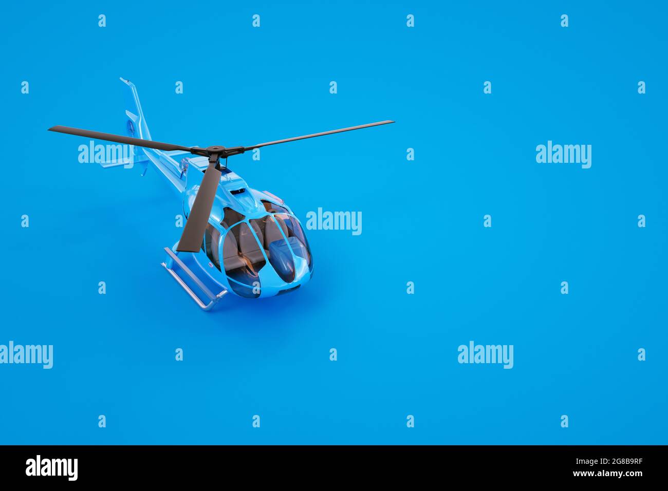 3D graphics, model of a blue helicopter. Blue helicopter on a colored ...