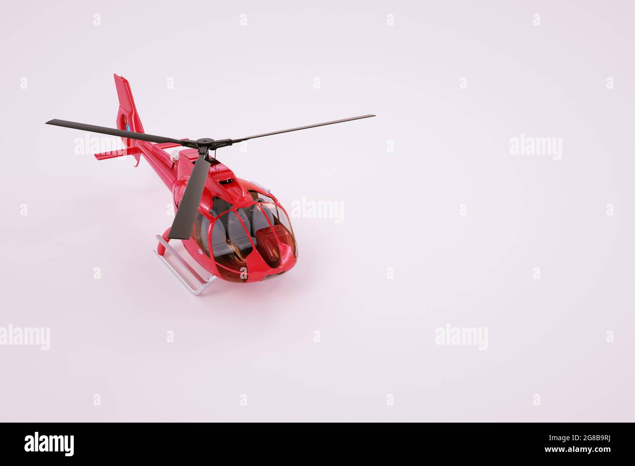 3D graphics, model of a red helicopter. Red helicopter on a white ...