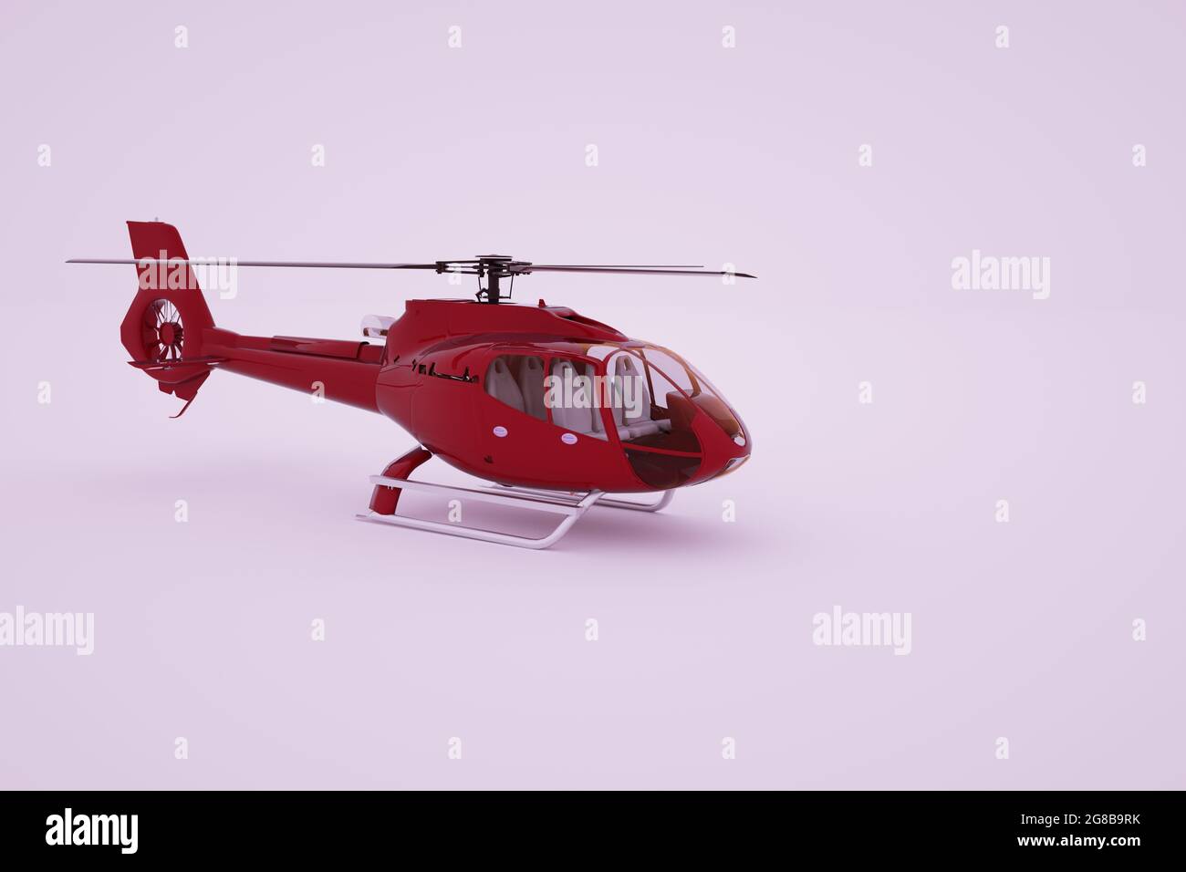 3D graphics, model of a red helicopter. Red helicopter on a white ...