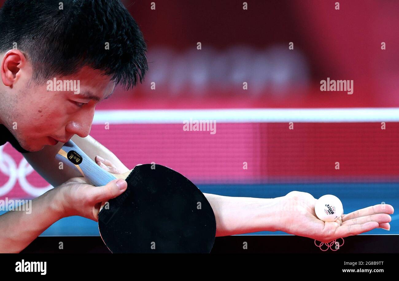 Tokyo, Japan. 19th July, 2021. Chinese table tennis player Ma Long ...