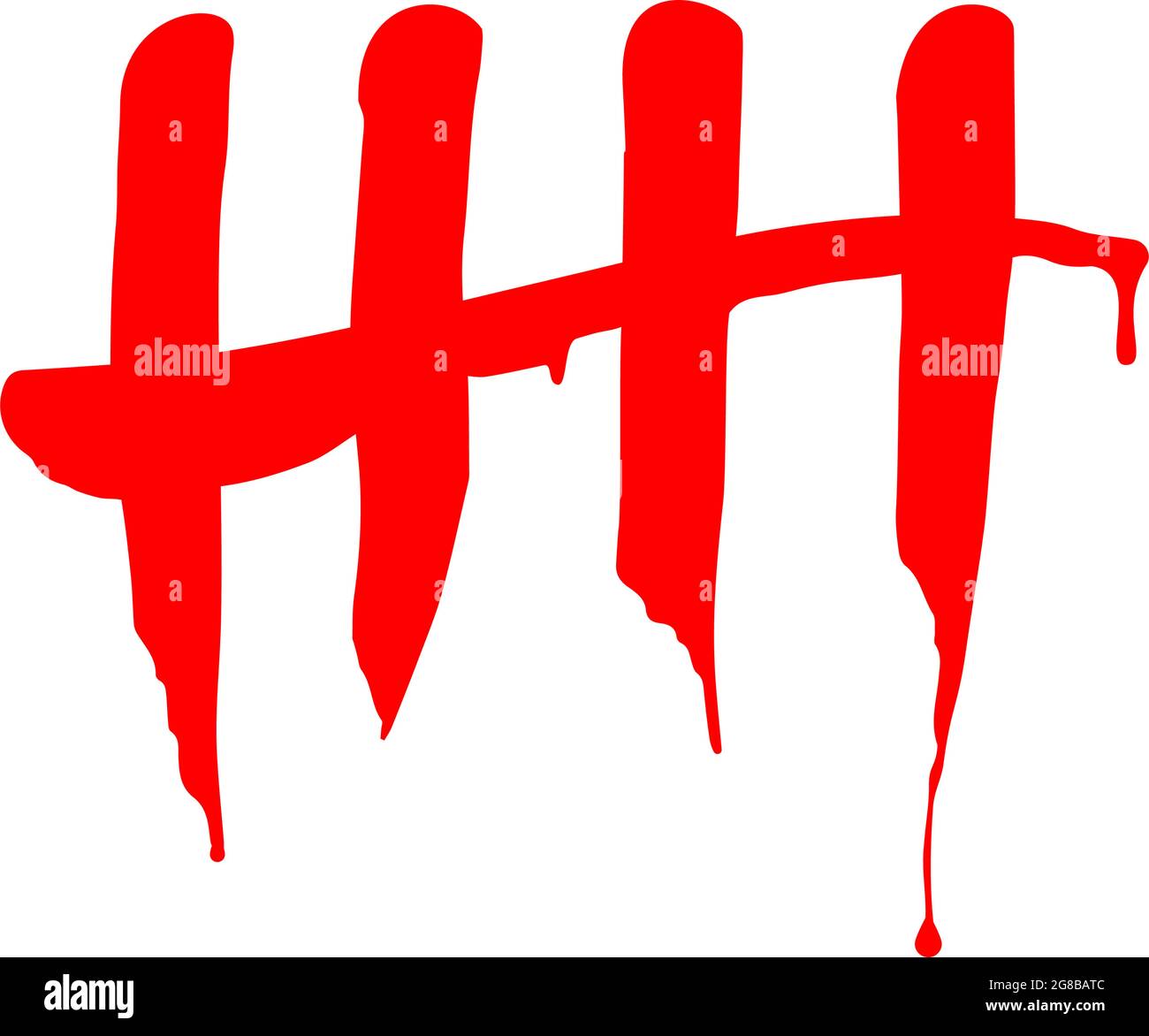 Hand drawn bloody tally mark. Flat vector illustration Stock Vector ...