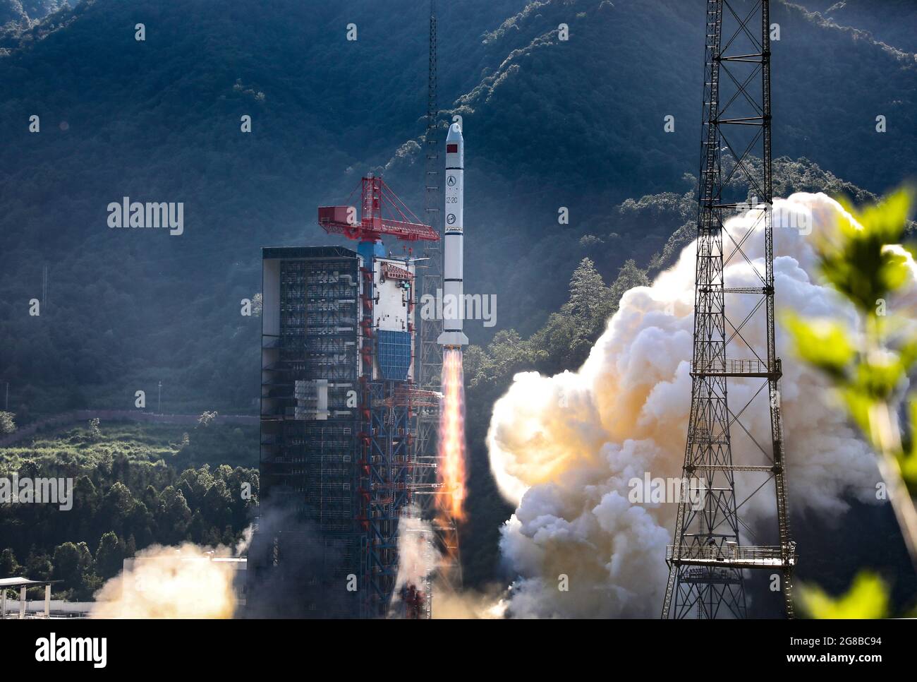 SICHUAN, CHINA - JULY 19, 2021 - A Long March 2C carrier rocket ...