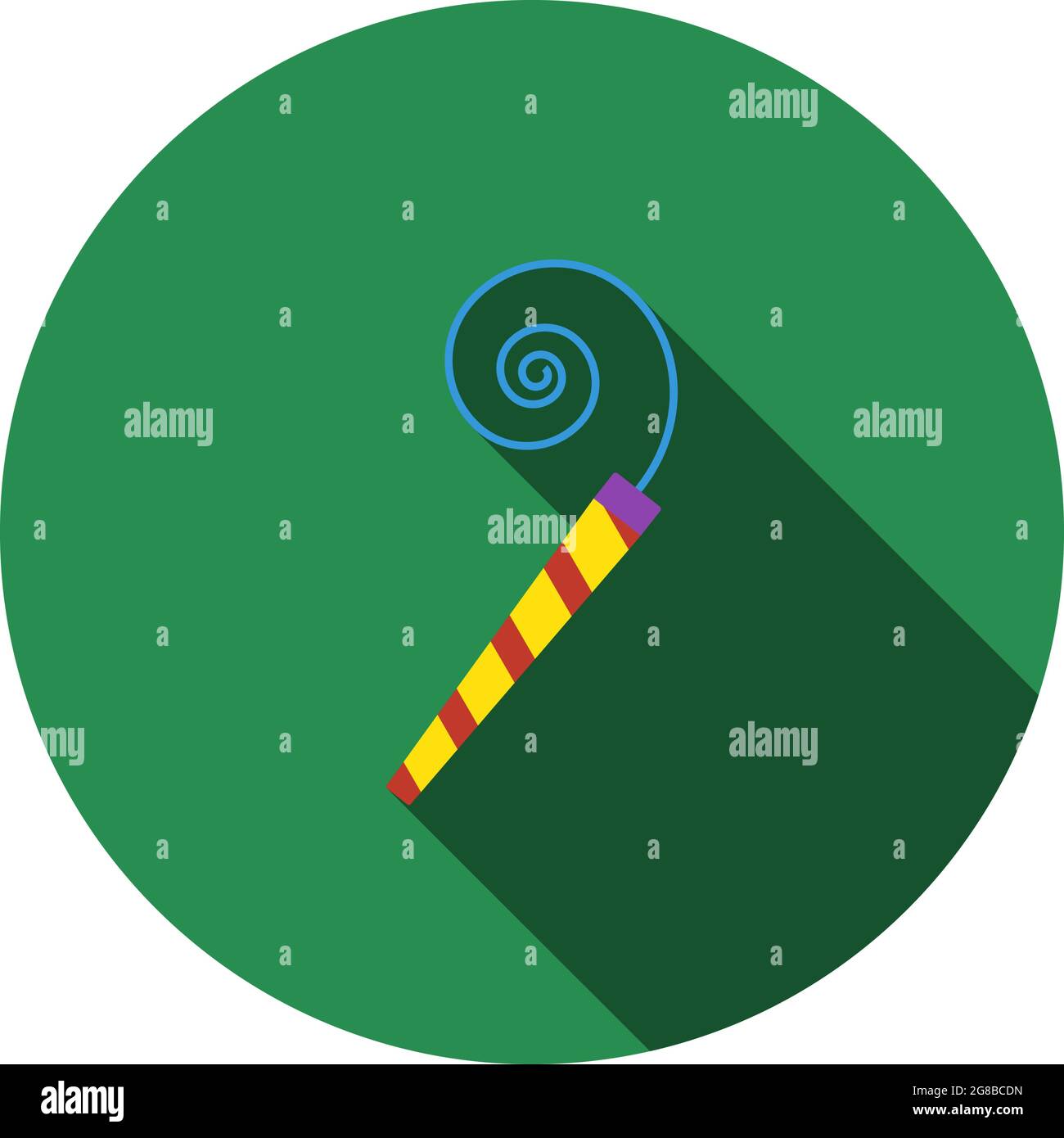 Party Whistle Icon. Flat Circle Stencil Design With Long Shadow. Vector ...