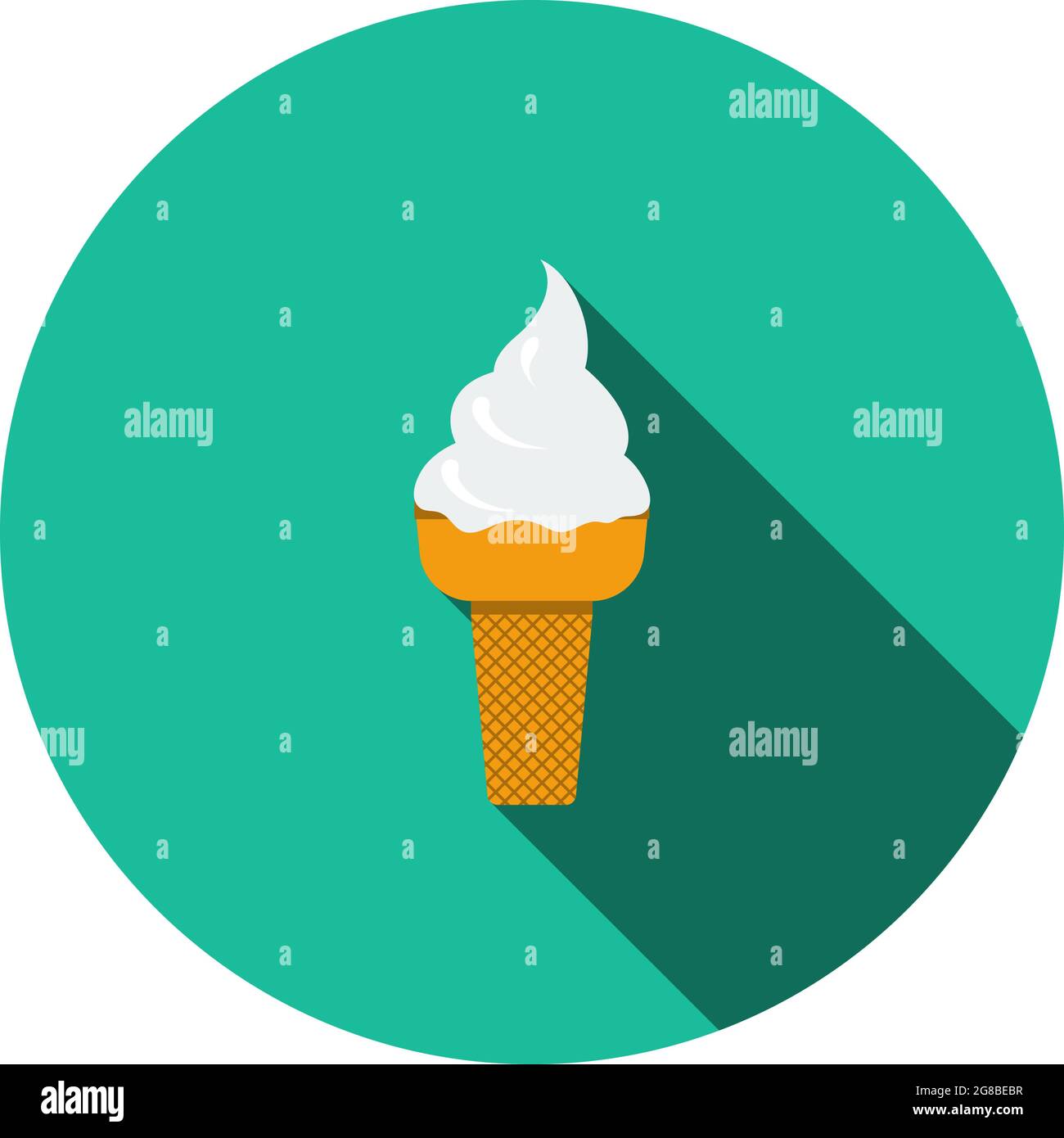 Ice Cream Icon. Flat Circle Stencil Design With Long Shadow. Vector ...