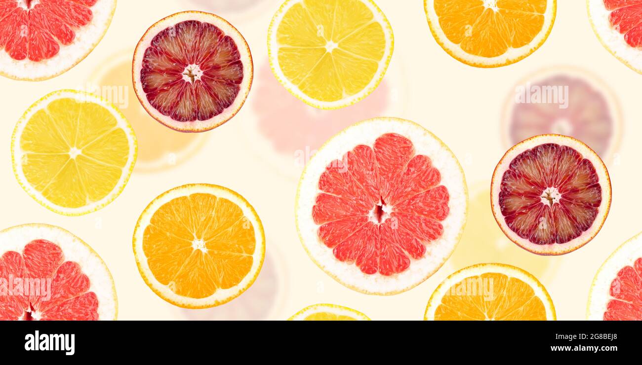 Citrus seamless pattern. Colorful citruses isolated on white. Flat ...