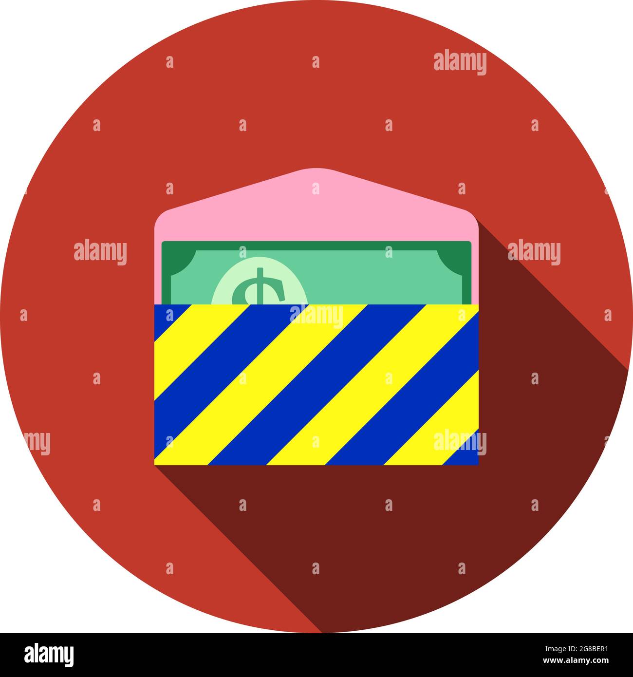 Birthday Gift Envelop Icon With Money. Flat Circle Stencil Design With ...