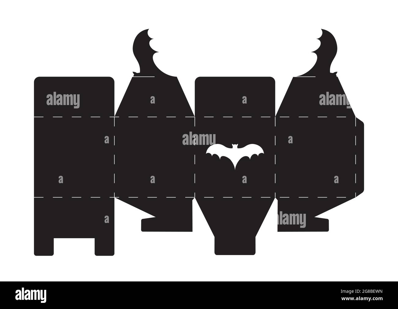 Happy Halloween treat box. Simple packaging die cut template for sweets ...