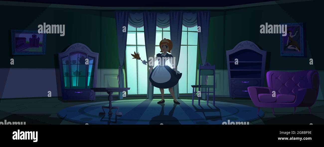 Girl in vintage room Stock Vector Images - Alamy