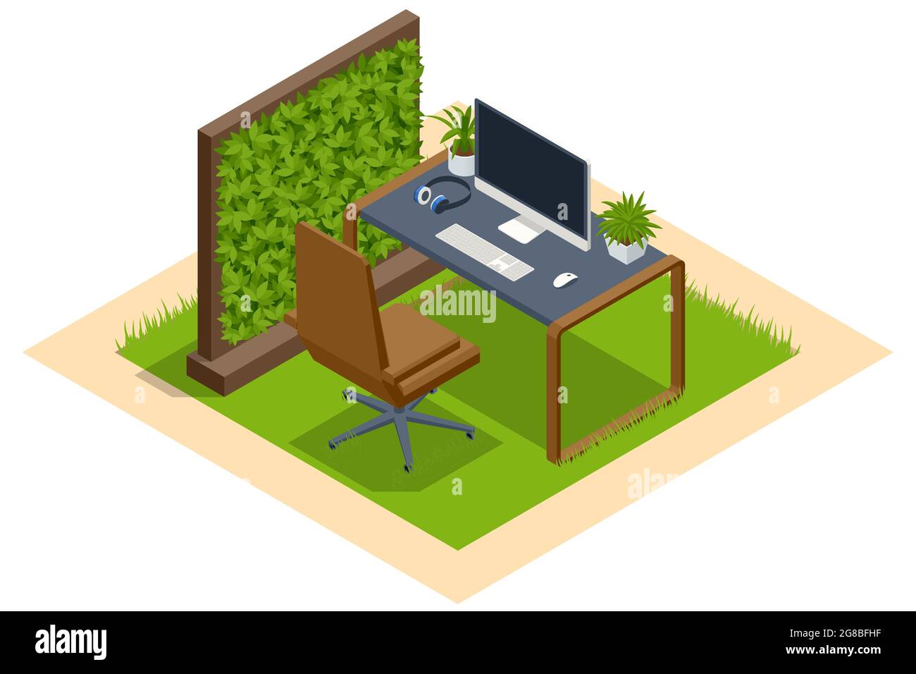Isometric Green Wall in Office. Isometric Green Wall in Office ...