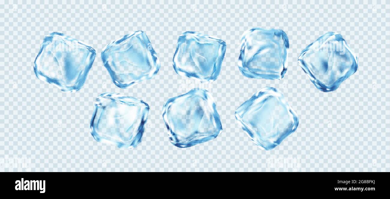 Set of Realistic Ice Cubes Isolated on White Transparent Background ...