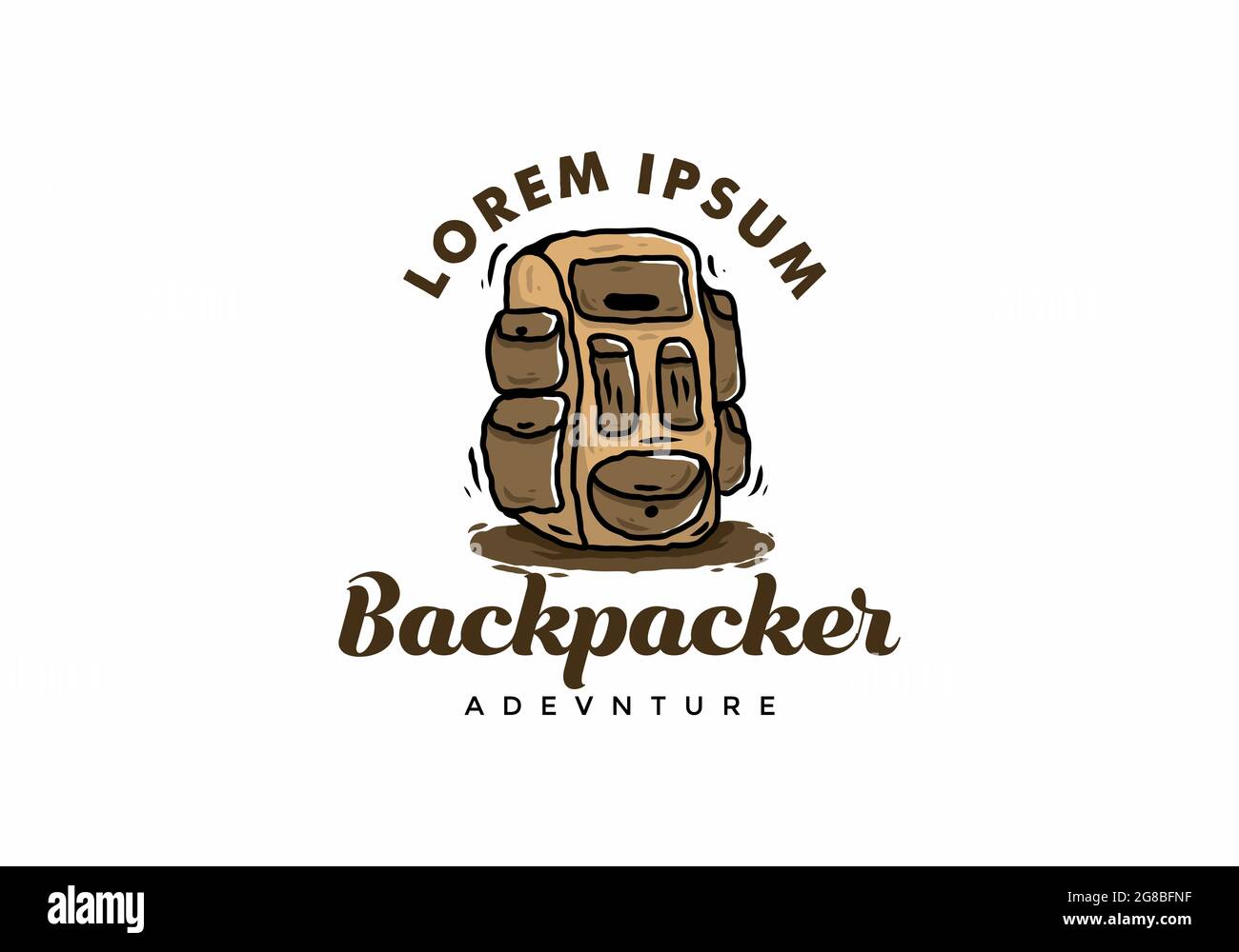 Brown backpack for backpacker illustration drawing design Stock Vector ...