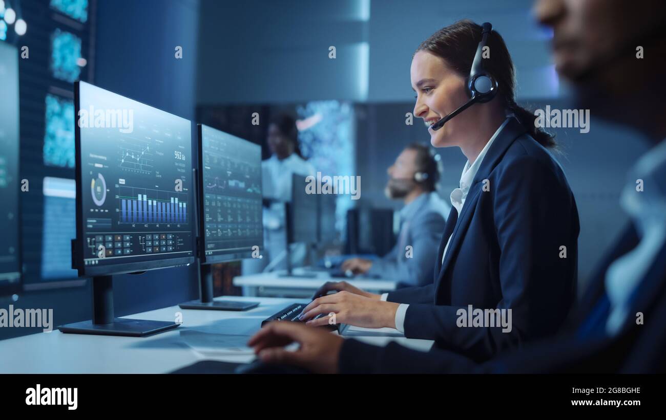 Happy Confident Technical Customer Support Specialist Having a Headset ...