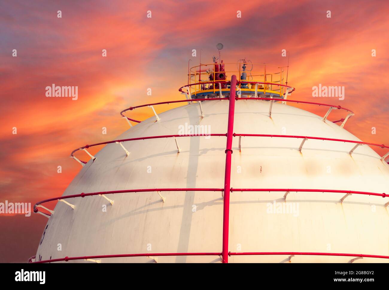 Industrial gas storage tank. LNG or liquefied natural gas storage tank ...