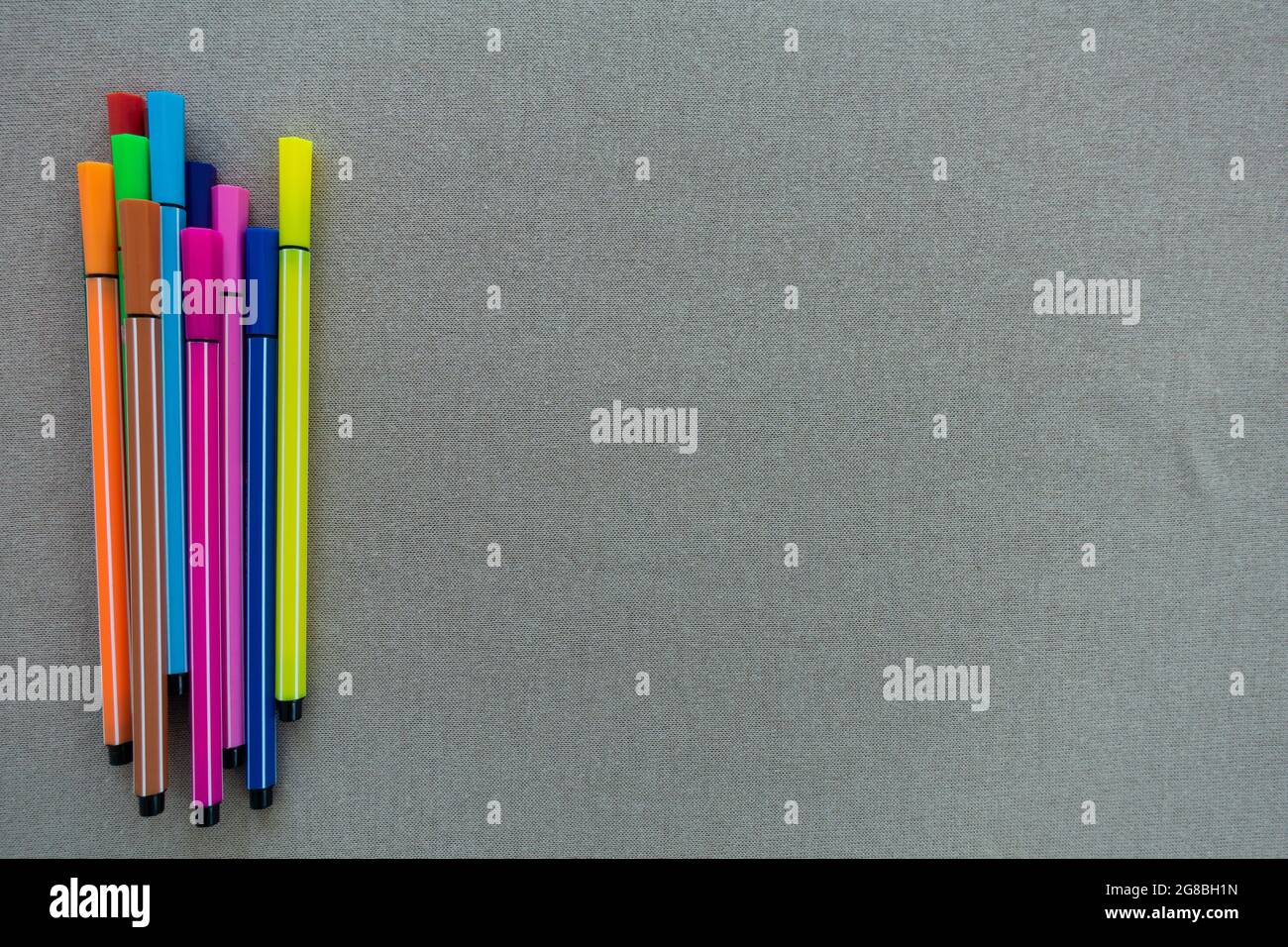 Color pen marker in variety color on beige copy space background Stock ...