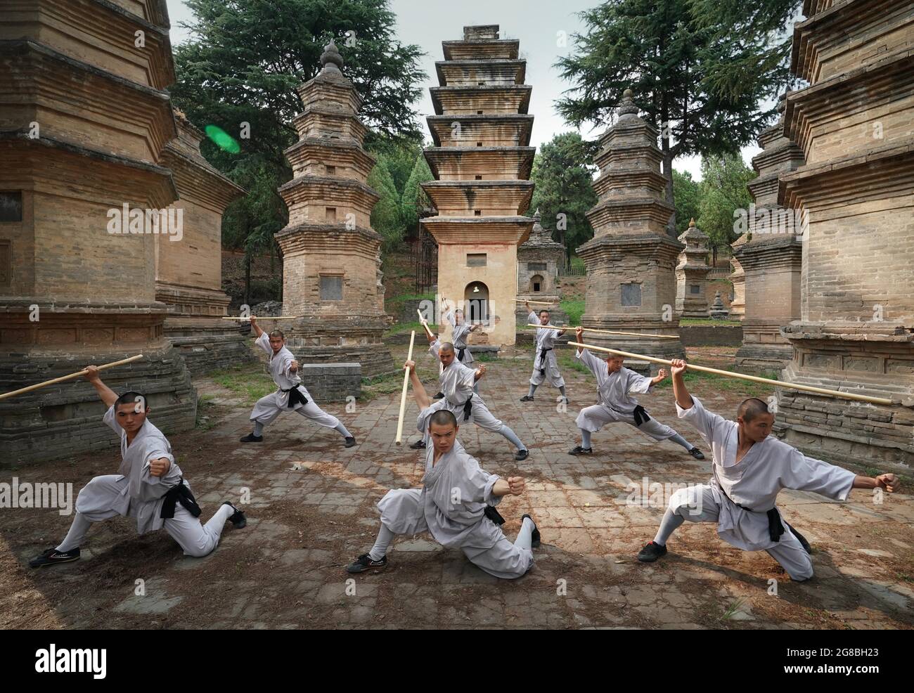 Dengfeng, China's Henan Province. 8th July, 2021. Shaolin monks ...