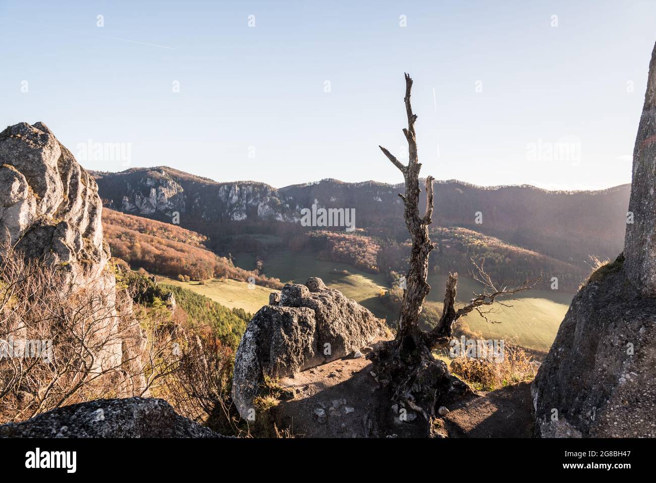 Autumn Sulovske skaly mountains from Sulovsky hrad castle ruins in ...