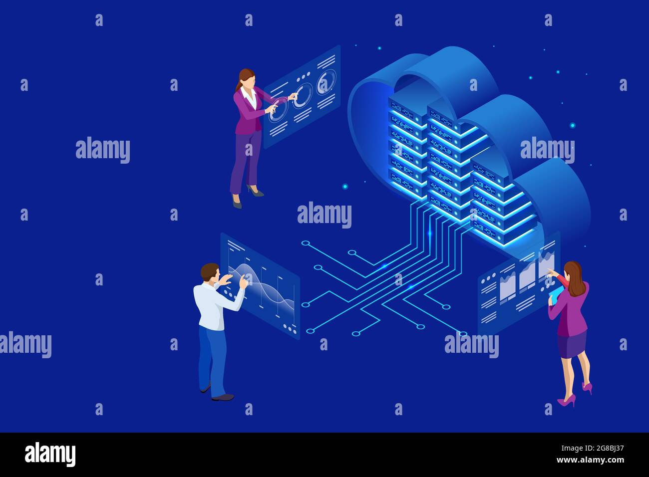 Isometric cloud computing concept represented by a server, with a cloud ... Isometric cloud computing concept represented by a server, with a cloud ...