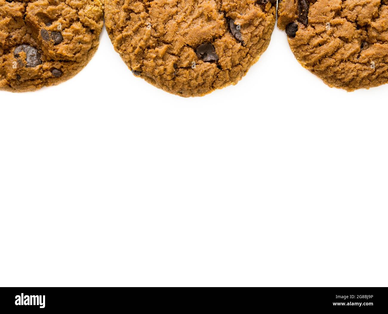 Frame of chocolate chip cookie isolated on white background with copy ...