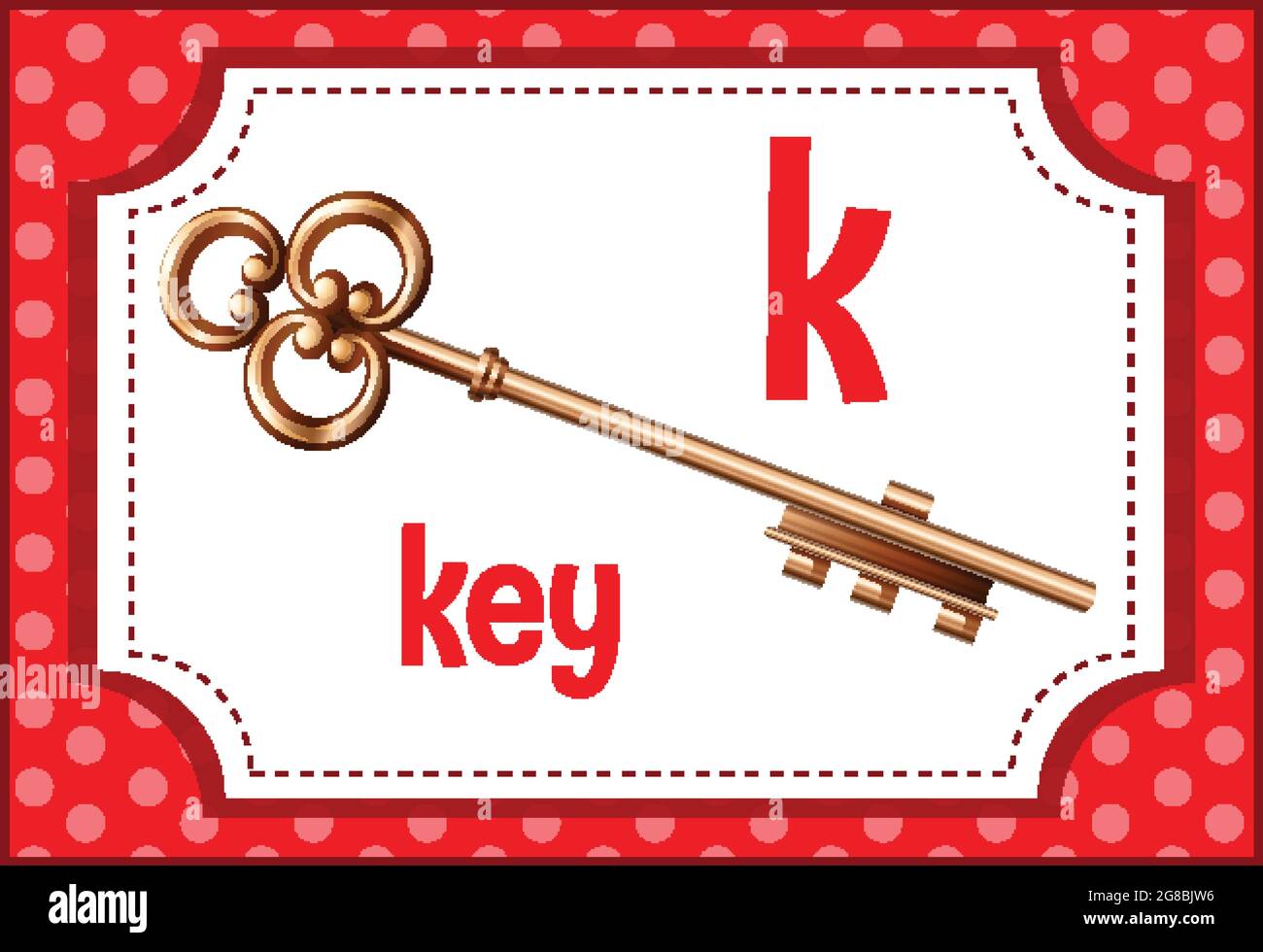 Alphabet flashcard with letter K for Key illustration Stock Vector ...