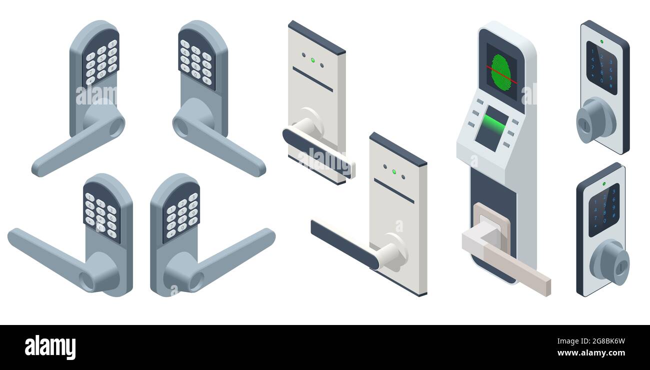 Isometric Door electronic access control system machine. Biometric ...
