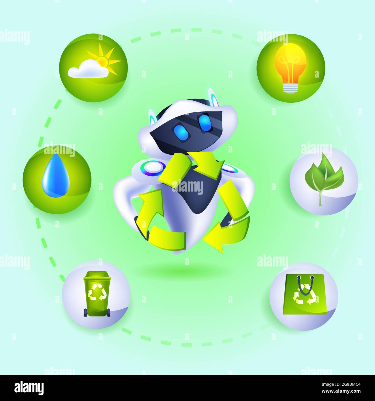 modern robot with recycle waste eco friendly icons artificial ... modern robot with recycle waste eco friendly icons artificial ...