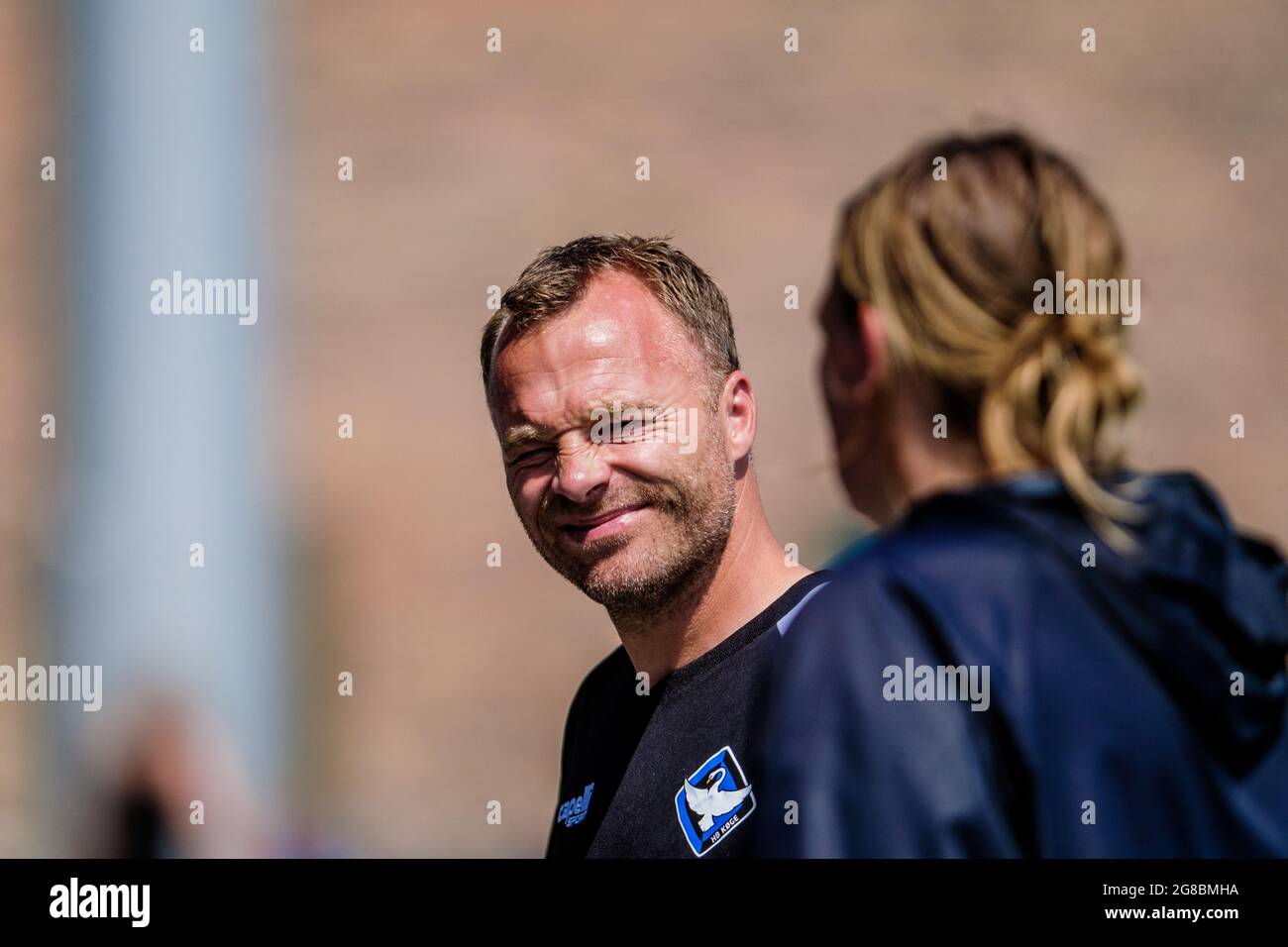 Koege, Denmark. 16th, July 2021. Head coach Lars Jacobsen of HB Koege ...