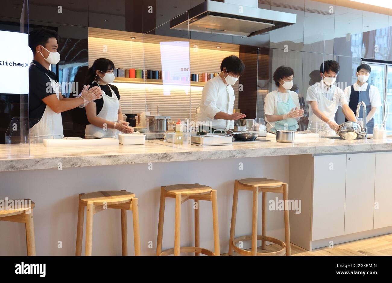 Tokyo, Japan. 19th July, 2021. This picture shows an open kitchen space ...