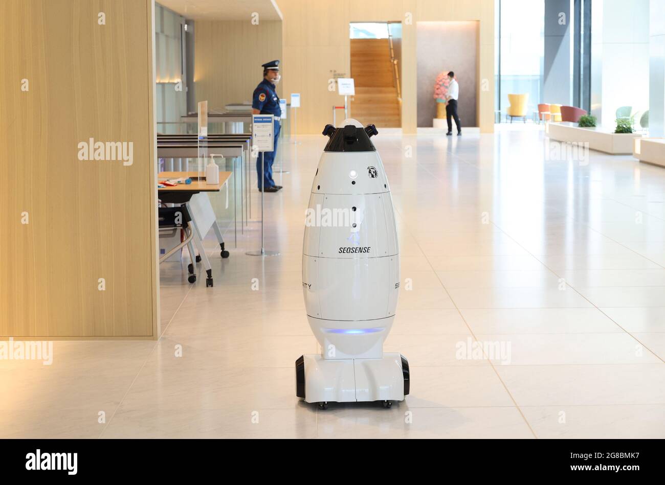 Tokyo, Japan. 19th July, 2021. A security robot SQ-2 developed by Japanese robot maker Seqsense ...