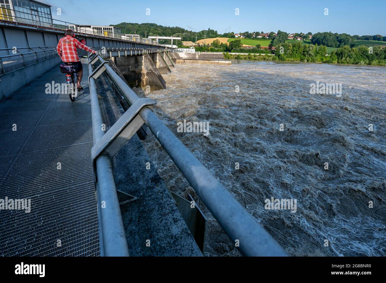 Passau, Germany. 19th July, 2021. The Inn River at the Passau-Ingling ...