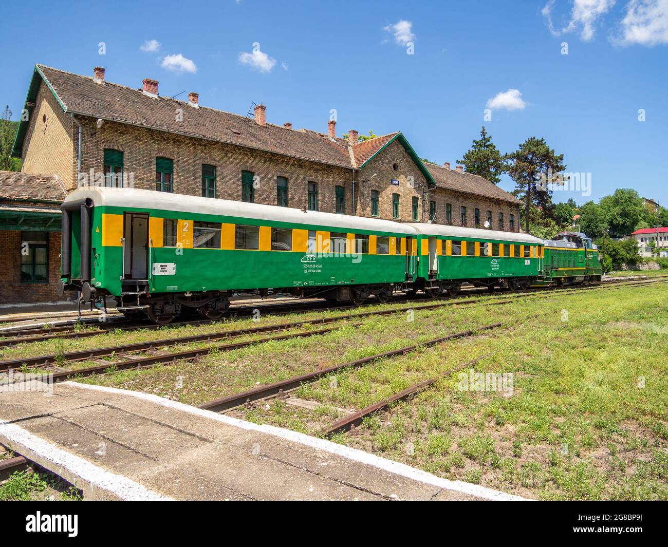 train at anina station, on oravita-anina railroad, banat semmering ...