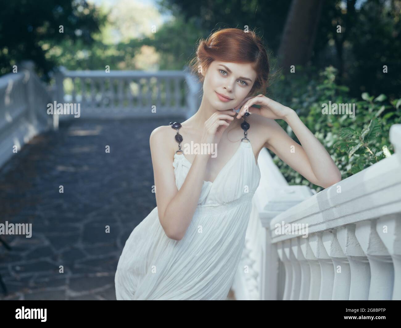 pretty woman in white dress greek princess mythology tradition Stock ...