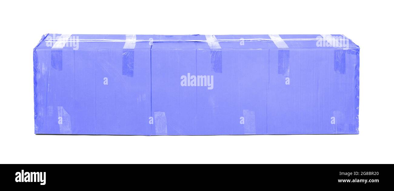 Very large blue cardboard box, isolated on white Stock Photo - Alamy