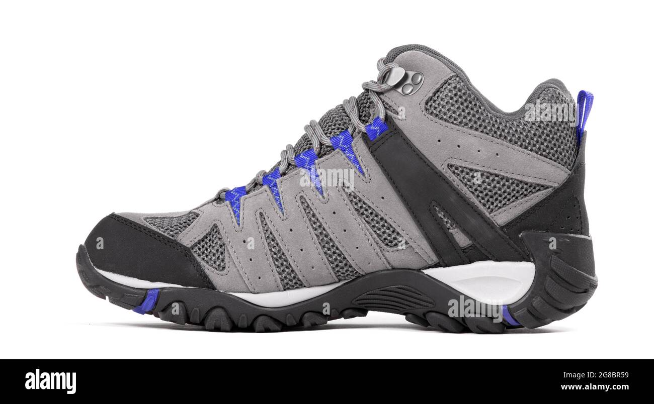 Grey hiking shoe isolated on a white background Stock Photo - Alamy