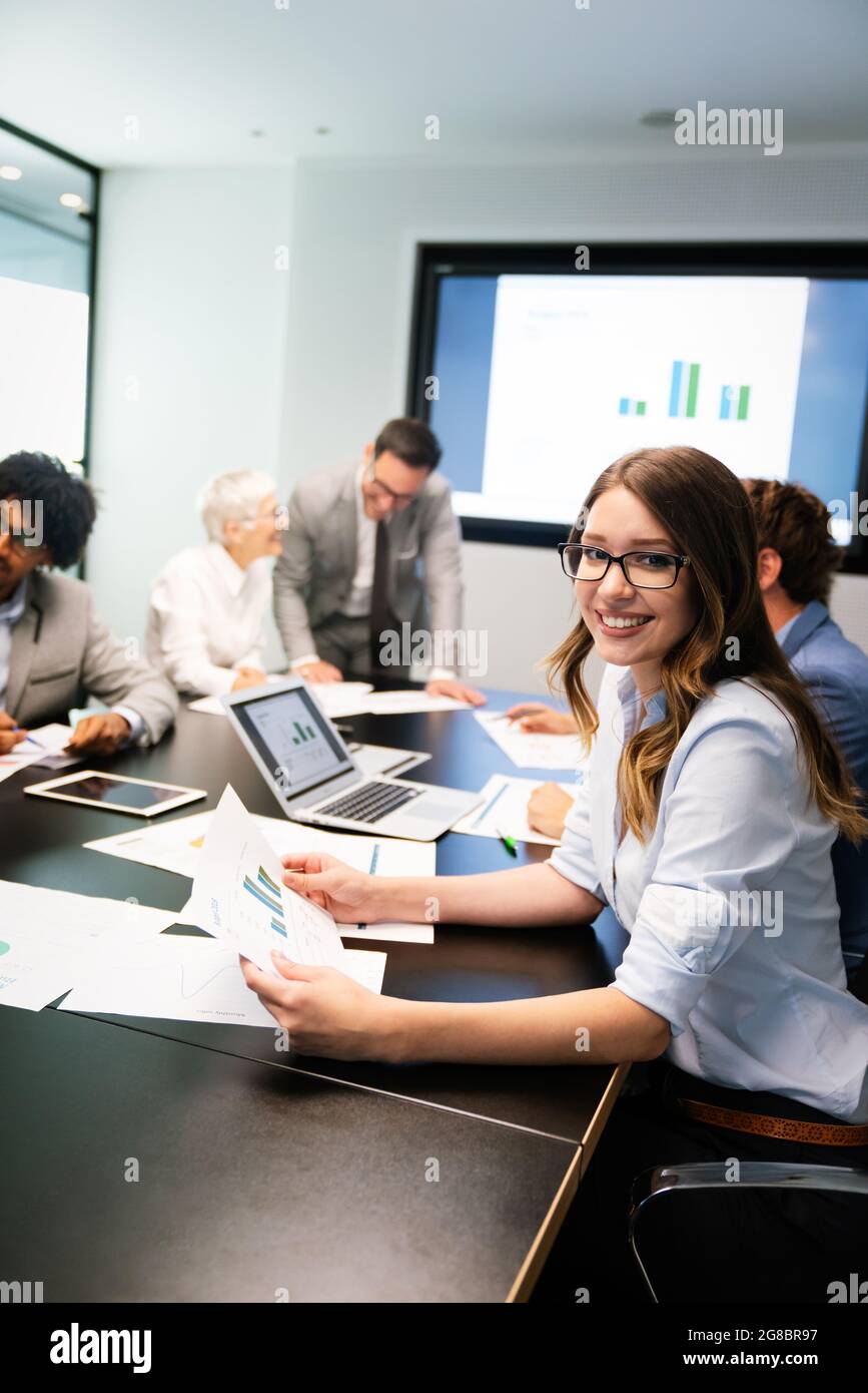 Creative managers crew working with new startup project in office. Team ...