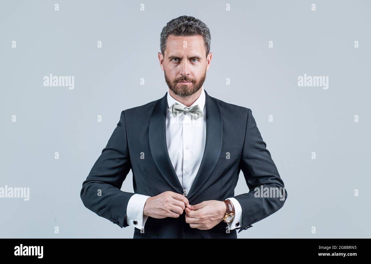 mature professional businessman. handsome guy on grey background ...