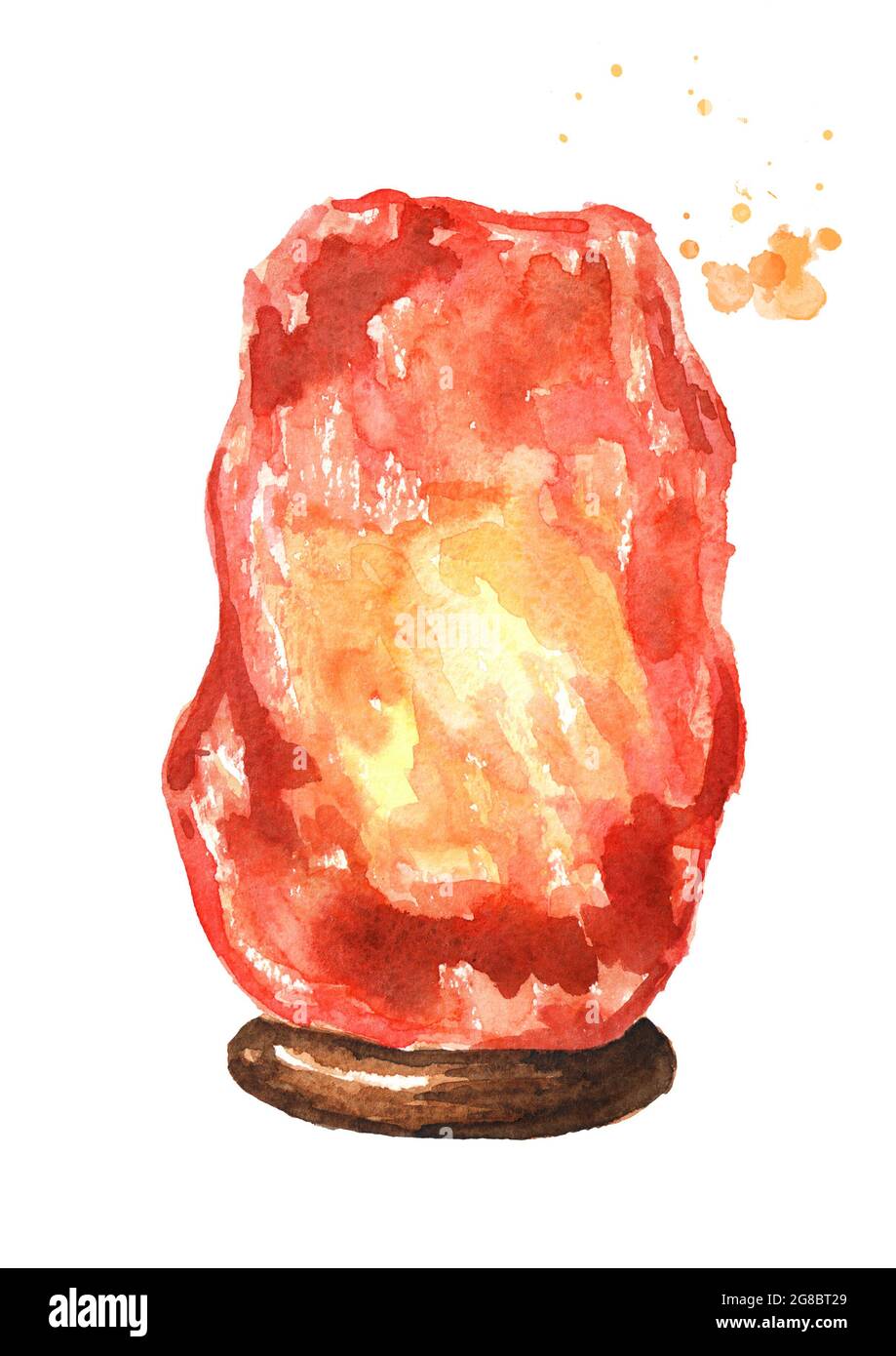 Himalayan salt lamp. Watercolor hand drawn illustration, isolated on ...