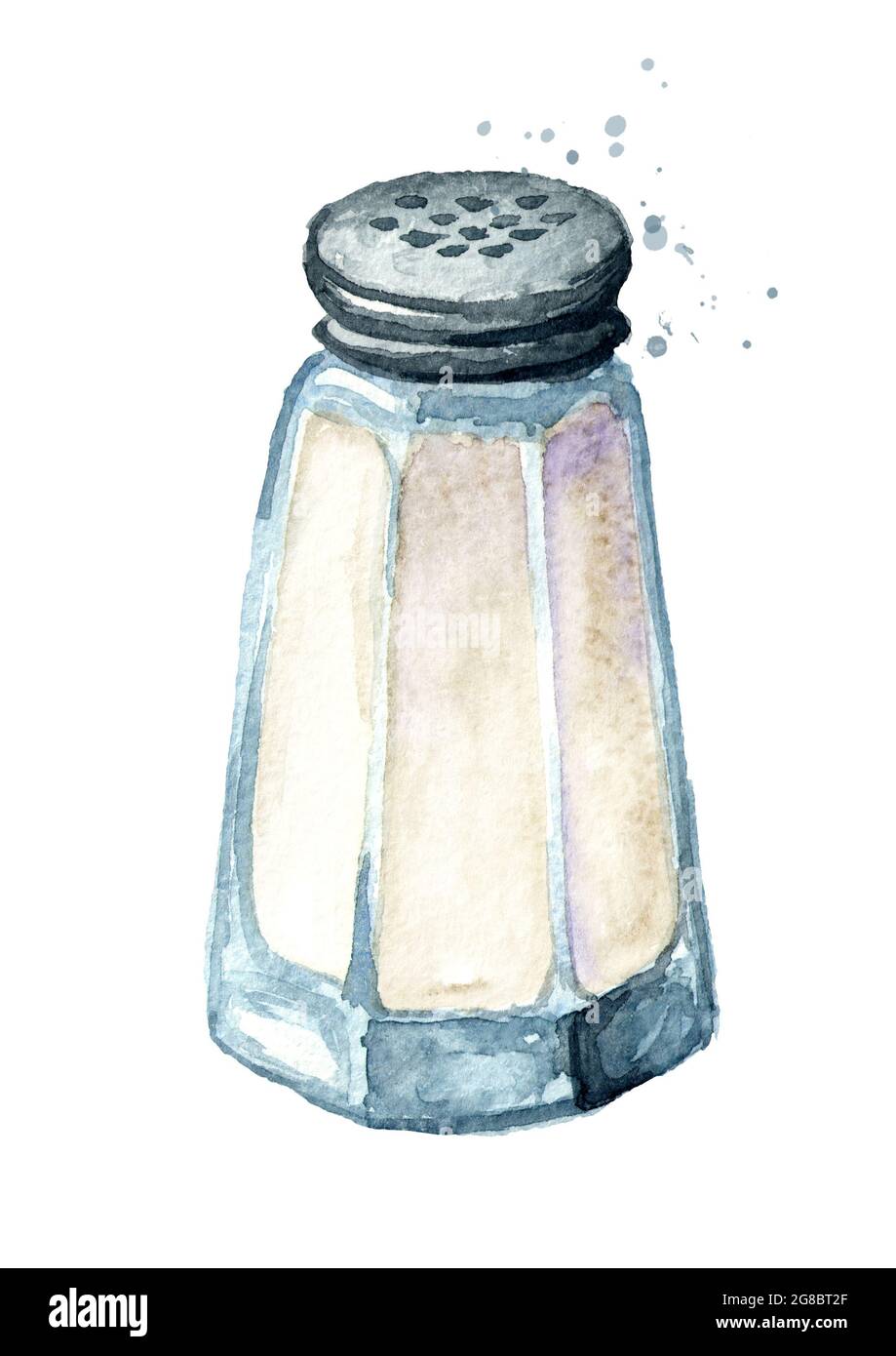 Salt shaker. Watercolor hand drawn illustration, isolated on white ...