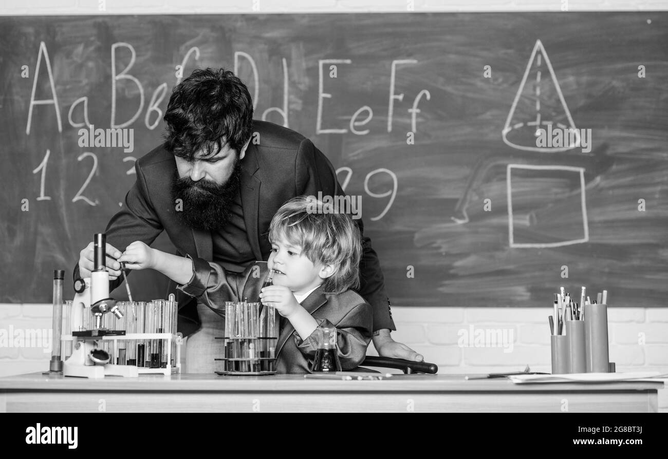 Childhood upbringing and education. Boy pupil achieving education ...