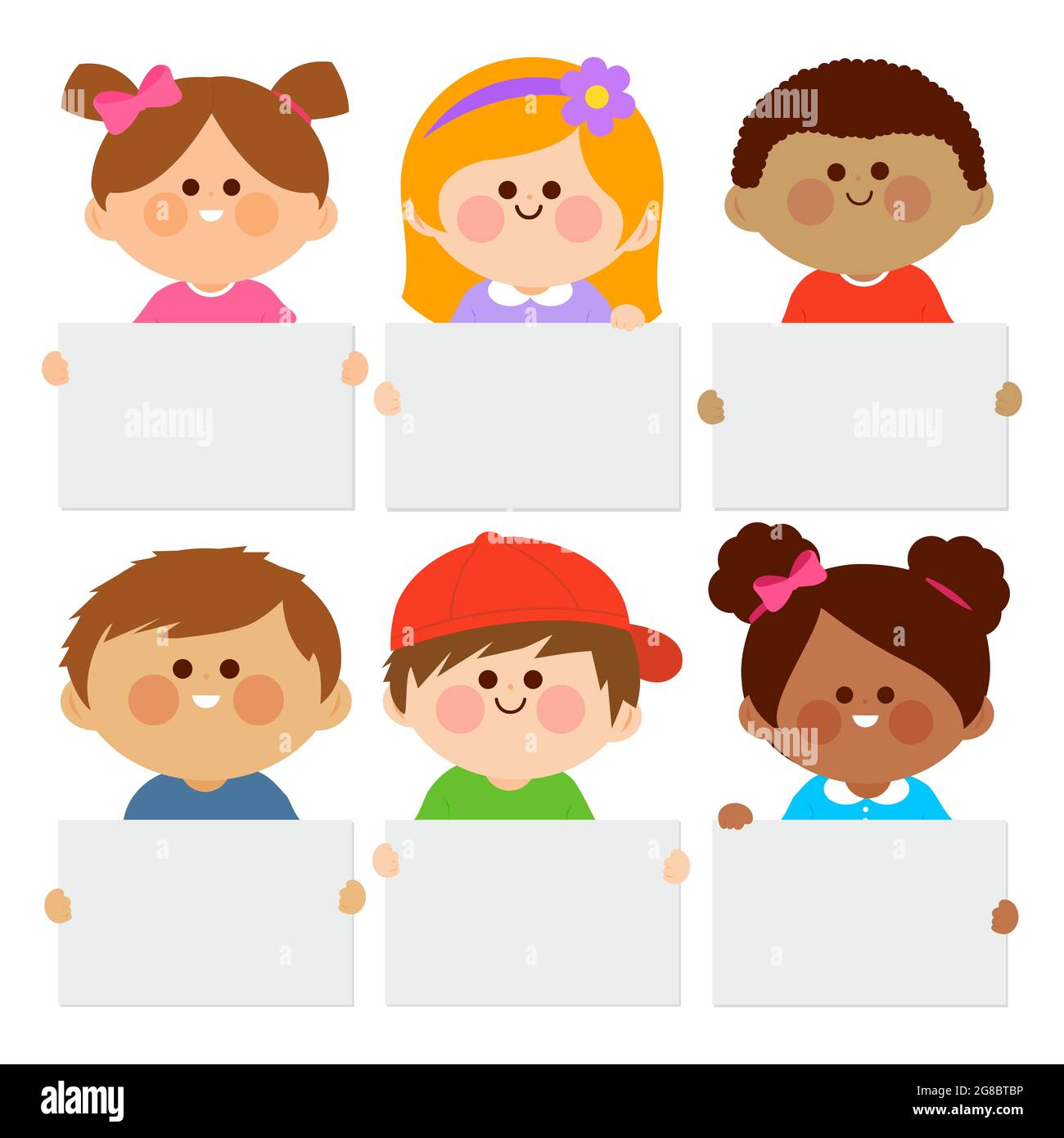 Group kids holding blank sign hi-res stock photography and images - Alamy