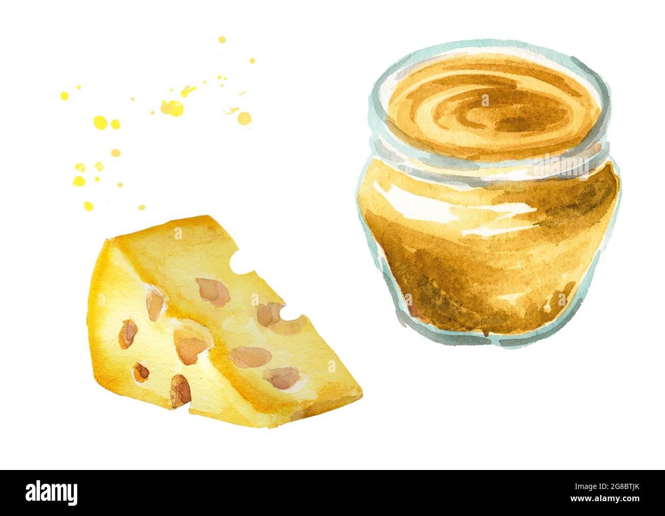 Cheese sauce. Watercolor hand drawn watercolor isolated illustration ...