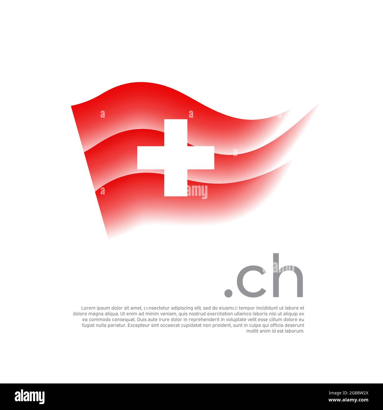 Switzerland flag. Colored stripes of the swiss flag on a white ...