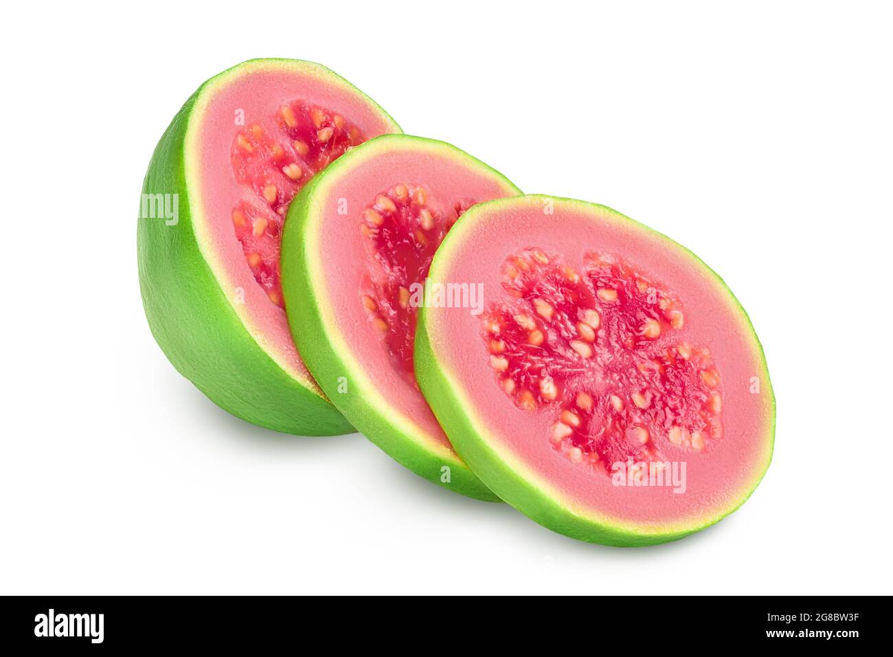 Guava fruit slices isolated on white background with clipping path and ...